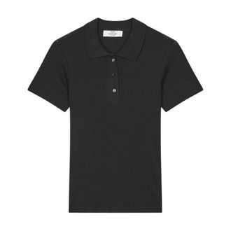 Mads Norgaard Femme, Tops, Noir, Taille: 38 FR Layla Polo Tee Pointella