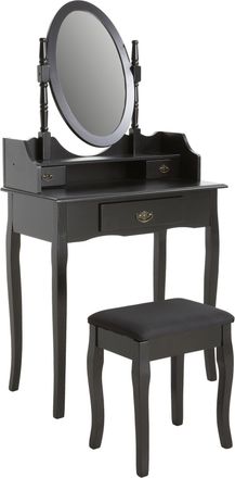 Landscape Schminktisch, Schwarz, Metall, massiv, 3 Schubladen, rechteckig, eckig, 76x146x40 cm, Schlafzimmer, Schminktische