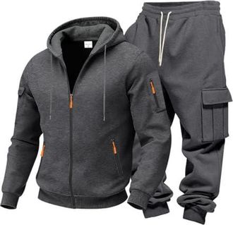 Generic Ensemble de surv&ecirc;tement pour homme avec fermeture &eacute;clair sur toute la longueur, plusieurs poches, sweat &agrave; capuche, pantalon de jogging, sport, d&eacute;contr