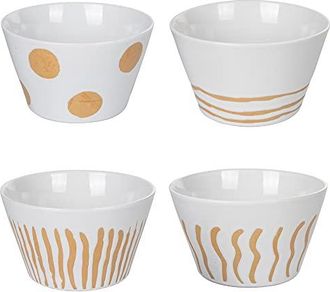 Villa D'Este Home Tivoli 4er Set Bowl 700ml Steingut Geometry