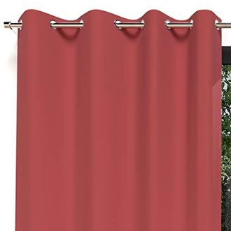 Soleil d'Ocre Alix Rideau à Oeillets, Rouge, Polyester, 135x250 cm