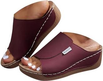 Generic Sandales compens&eacute;es orthop&eacute;diques pour femme - Style d&eacute;contract&eacute; - Bout ouvert - Couleur unie - Sandales orthop&eacute;diques confortables avec soutien de la