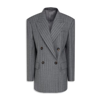 Brunello Cucinelli Nadelstreifen-Wollblazer - - Jackets - Damen - Grau - L
