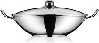 WMF Party Taiwan Wokpfanne Induktion 36 cm, Wok mit Deckel und Ablagegitter, Wok Induktion mit Deckel, Cromargan Edelstahl unbeschichtet, backofengeeignet