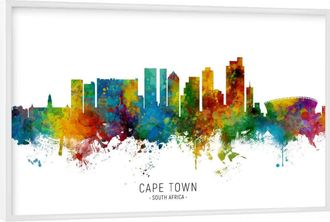 artboxONE Poster mit weißem Rahmen 60x40 cm Städte Cape Town South Africa Skyline txt - Bild Cape Town