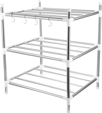 BESPORTBLE DIYEAH Multifunktionales Küchenregal aus Edelstahl Freistehendes Aufbewahrungsregal für Küche Langlebiges Leicht zu Reinigendes Stauraumregal zur Plat