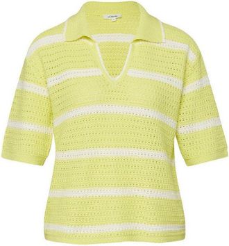 s.Oliver Kurzarmpullover Strickpullover Strickpolo mit V-Ausschnitt im Relaxed Fit