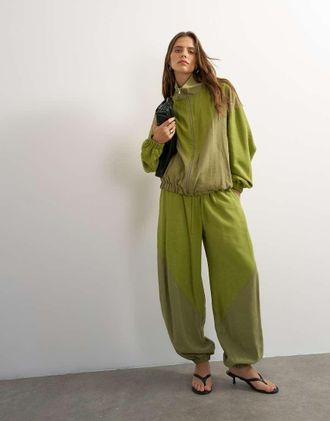 Topshop ensemble color block pantalon horseshoe vert