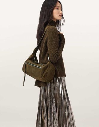 AllSaints Vega - Sac port&eacute; &eacute;paule en daim - Vert olive