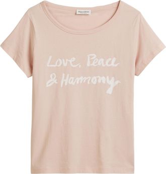 Marc O'Polo Damen T-Shirt aus Bio-Baumwolle mit U-Boot Ausschnitt, Rosa (Chalky Peach), XS
