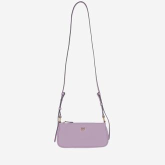 Pinko Womens Half Moon Baguette Mini Leather Bag Lilac Shoulder
