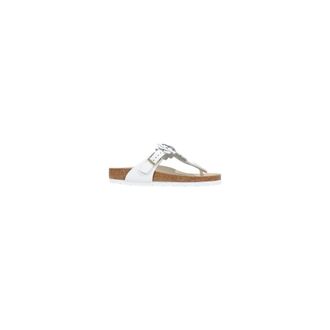 Birkenstock Femme, Chaussures, Blanc, Taille: 37 EU Sandales Plates en Cuir