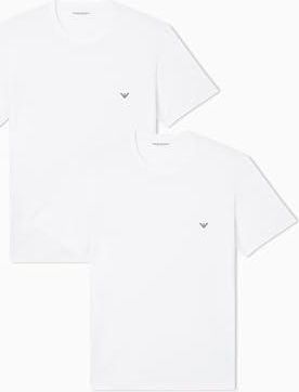 Emporio Armani Core Logoband 2-Pack Lot de 2 t-Shirts &agrave; col Rond, Blanc/Blanc, L Homme