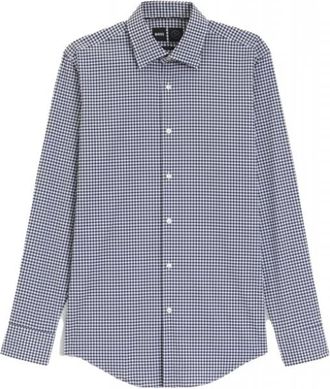 HUGO BOSS Homme, Chemises, Multicolore, Taille: M Chemise &agrave; Carreaux Slim-fit en Popeline Stretch Performance