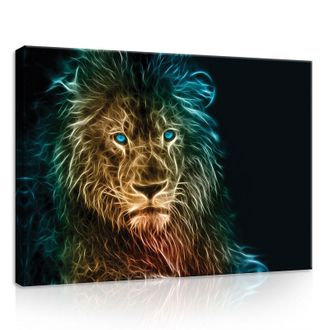 ForWall Leinwand Bilder - Löwe Abstrakt Schwarz Tiere - 70x50 cm Leinwandbilder - Bild auf leinwand - Wandbild XXL groß Wandbilder für Wohnzimmer Schlafzimmer