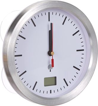 TFA Dostmann Analog Funk Badezimmer Uhr, 60.3539.02, feuchtigkeitsgeschützt, Anzeige der Innentemperatur digital, 4 Saugnäpfe, ohne Bohren, ideal für das Bad/Küche
