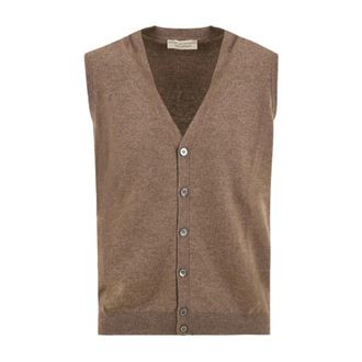 FILIPPO DE LAURENTIIS Buttoned Knit Vest - - Knitwear - Herren - Braun - XL