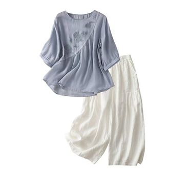 Generic Ensemble de salon pour femme - 2 tenues 2026 - Pantalon d&eacute;contract&eacute; - Pantalon large - Surv&ecirc;tement de sport - V&ecirc;tements de sport, Rouge, XXXL