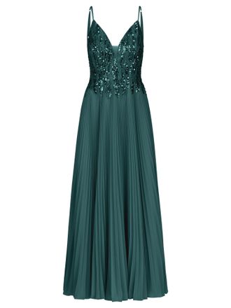 Apart Fashion Damen Abendkleid, Besticktes Spitzen & Chiffon Kleid, tiefer V-Ausschnitt, &auml;rmelloses Maxikleid, verstellbare Tr&auml;ger, plissierter Langer Rock, formell