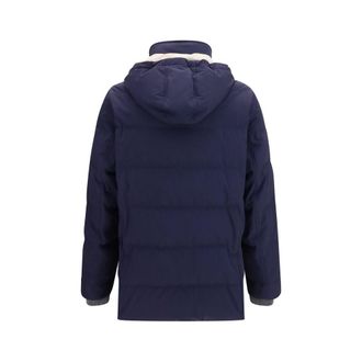 Brunello Cucinelli Mens Blue Goose Down Full-Length Jacket Clothing
