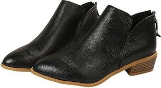 Generic Bottines d&eacute;contract&eacute;es &agrave; talon bas pour femme - Style classique - Couleur unie - Bout pointu - Fermeture &eacute;clair dans le dos - Confortables - Pour la m