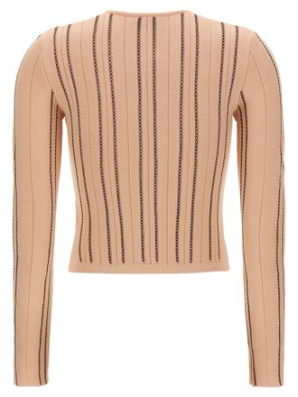 Elisabetta Franchi Origami-Weave Viscose Cardigan - Beige