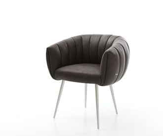 DELIFE Esszimmerstuhl Jada-Flex Mikrofaser Anthrazit Vintage 4-Fu&szlig; konisch Edelstahl Taschenfederkern, Esszimmerst&uuml;hle