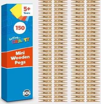 Sol Republic 150 Stück Mini-Holzklammern für Fotos und Basteln, Mini-Wäscheklammern für Fotos, kleine Holzklammern zum Aufhängen von Fotos, kleine Holzklammern, Fo