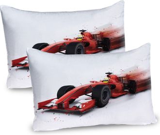 Abakuhaus Autos Kissenbezug Packung mit 2, Generische Rennwagen Illustration Der Formel 1 Mit Spezialeffekt Turbo Selbstdruck, Dekorativer Standard Gedruckter K