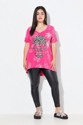 Angel Of Style T-Shirt T-Shirt Leo-Totenkopf V-Ausschnitt Halbarm