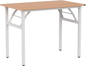 Need Need - Bureau dOrdinateur Informatique Pliante 100x60cm Table d&eacute;tude/&agrave; d&icirc;ner Pliable pour Maison/Bureau,Teck et Blanc
