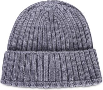 Dell'Oglio Homme, Accessoires, Gris, Taille: ONE Size Bonnet en maille c&ocirc;tel&eacute;e