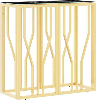 vidaXL Table console doré 70x30x70 cm acier inoxydable et verre Vidaxl
