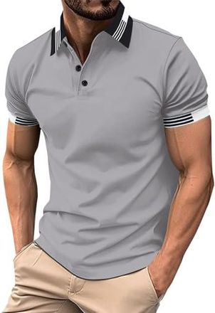 Generic Chemise classique boutonn&eacute;e basique pour homme, coupe classique, v&ecirc;tement de travail d&eacute;contract&eacute;, polo vintage, l&eacute;ger et respirant, tuniques de vacanc