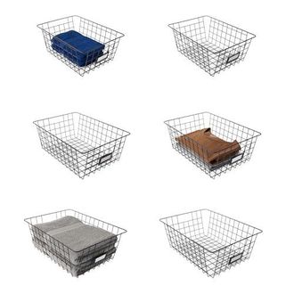 Amazon Basics paniers de rangement en fil m&eacute;tallique pour organisation, Lot de 6, Taille S, Noir