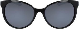 Nike Essence Oval-Sonnenbrille, Logo (Schwarz/Wei&szlig;/Silber)