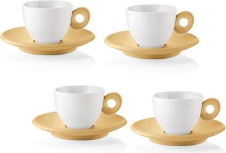Guzzini Everyday Set of 4 Coffee Cups with Saucers - Mustard Yellow - 081701211