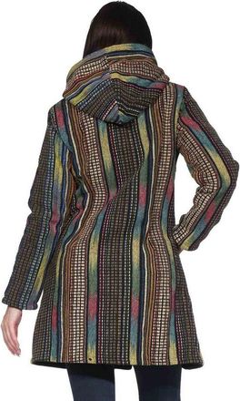 Kunst und Magie Langjacke Damen Gheri Jacke mit Kapuze -Hippie Goa Boho Damen Mantel Bunt