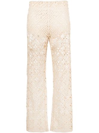 Off-white pantalon chino en coton m&eacute;lang&eacute; - Tons neutres