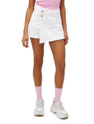 Koton Women Cotton Pocket Button Detail Denim Skort