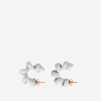 Bottega Veneta Womens Earrings Coiled Silver White