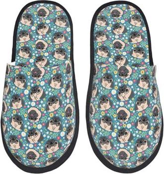 Generic T&ecirc;te De Carlin Et Fleur Unisexe Slippers Chaud Chaussons Antid&eacute;rapantes Pantoufles Pour Hiver Maison Automne M