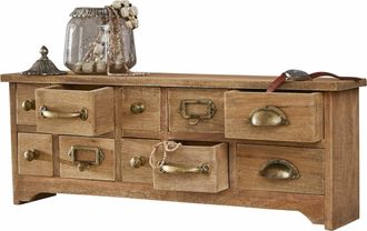 Loberon Organizer Lhomme, im Look Einer Kommode, Naturbelassen, Individuelles Griffdesign, Aufbewahrung, Ordnungshelfer, Mangoholz, Eisen, braun