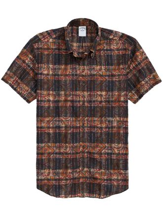Brooks Brothers chemise &agrave; damiers - Tons neutres
