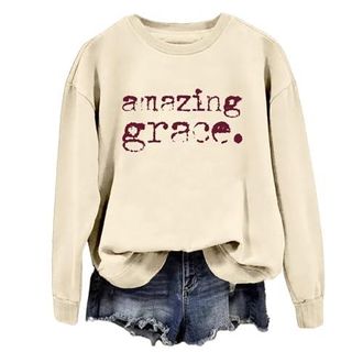 Generic Sweat-shirt Amazing Grace pour femme, sweat-shirt Amazing Grace, chemise amusante pour femme, abricot, XXL