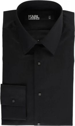 Karl Lagerfeld Homme, Chemises, Noir, Taille: XS Chemise en coton &agrave; manches longues