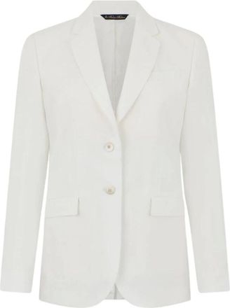 Brooks Brothers Femme, Vestes, Blanc, Taille: 38 FR Blazer uni en lin