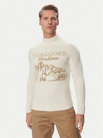 Blauer Rollkragenpullover Pianozey 26WBLUM10616 Creme Regular Fit