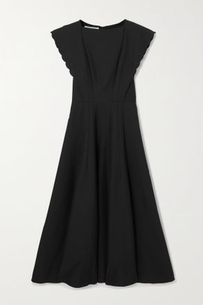 Philosophy di Lorenzo Serafini Midikleid Aus Grain De Poudre Mit Wellenkanten - Schwarz