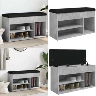 vidaXL Vidaxl - Banc &agrave; chaussures gris b&eacute;ton 82x32x45,5 cm bois ding&eacute;nierie - Banc Chaussure - Banc Entr&eacute;e - Rangement Chaussures - Meuble Salle Dentr&eacute;e
